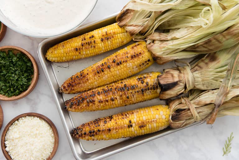 Elotes (Grilled Mexican Corn on the Cob) Street-Vendor Style