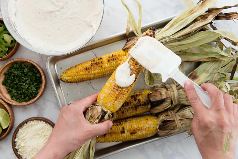 Elotes (Grilled Mexican Corn on the Cob) Street-Vendor Style